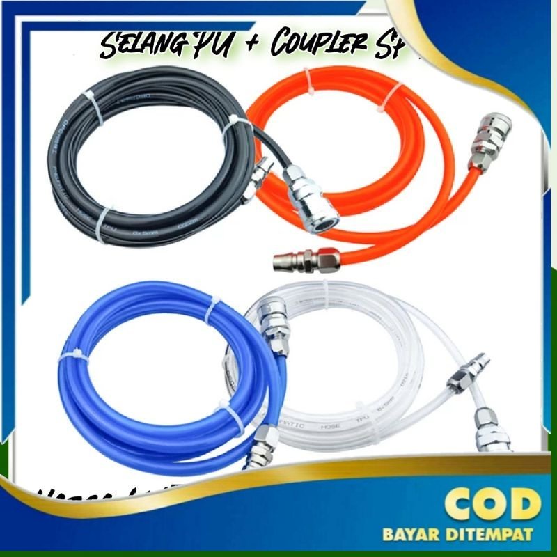 Jual Selang Kompresor Spray Gun 5 Meter Tekanan Tinggi Dengan Konektor ...