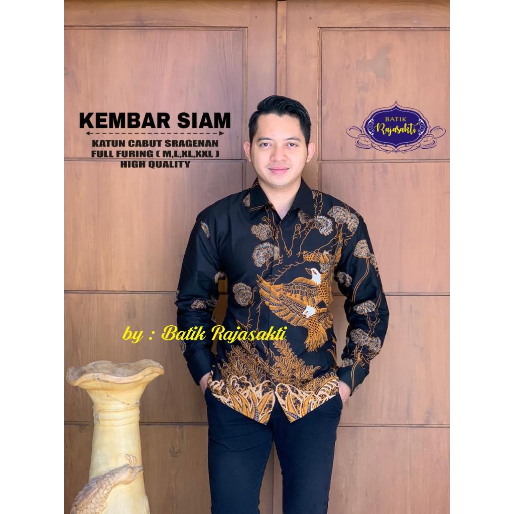 Jual KEMBAR SIAM Kemeja Batik Pria Solo Lengan Panjang Katun Halus FULL ...