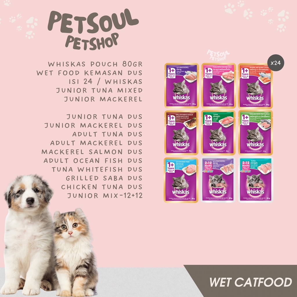Jual Whiskas Pouch 80gr Kemasan Dus isi 24 / Whiskas Makanan Kucing ...