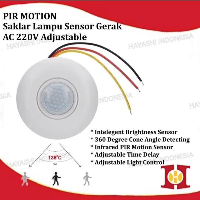Jual Saklar Lampu Sensor Gerak Otomatis Pir Switch Motion Detector