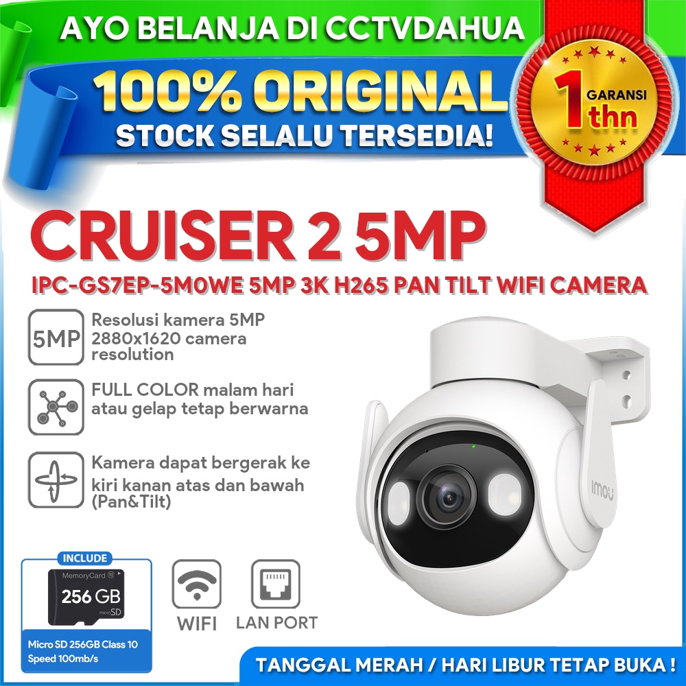 Jual IMOU CRUISER 2 IPC-GS7EP-5M0WE 5MP H265 WIFI CAMERA FREE MICROSD 256GB | Shopee Indonesia