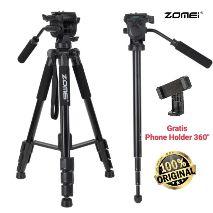 Jual Zomei Q310 Professional Video Tripod 2 in 1 Fluid Head Max High ...