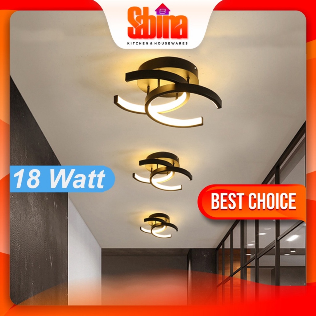 Jual Lampu Plafon LED Hias Bentuk C Dimmable Ceiling Light 3 Color 18W ...