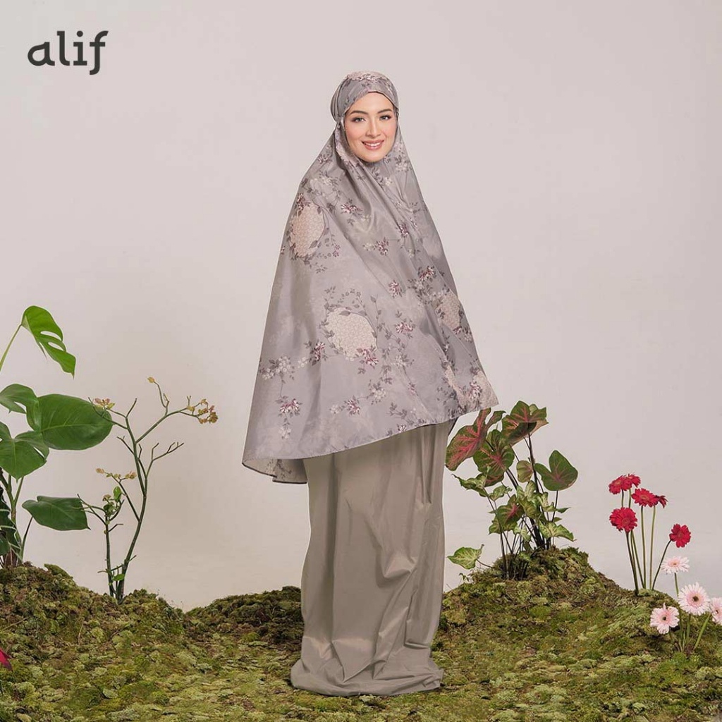 Jual MUKENA TRAVEL ALIF MOTIF BLOEMEN - SALVIA IN OYSTER GREY | Shopee ...