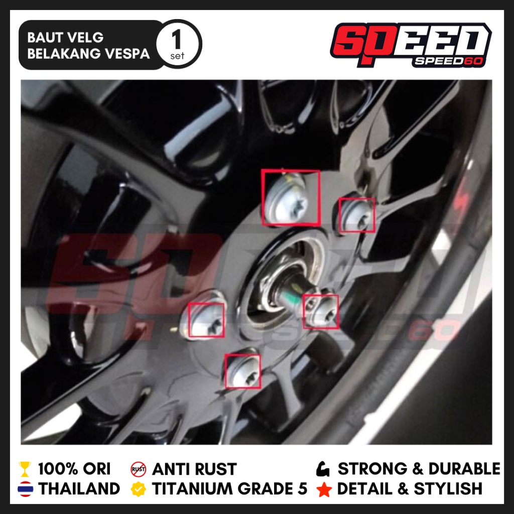 Jual Baut Velg Belakang Modern Vespa Baut Titanium Probolt Grade 5 ...