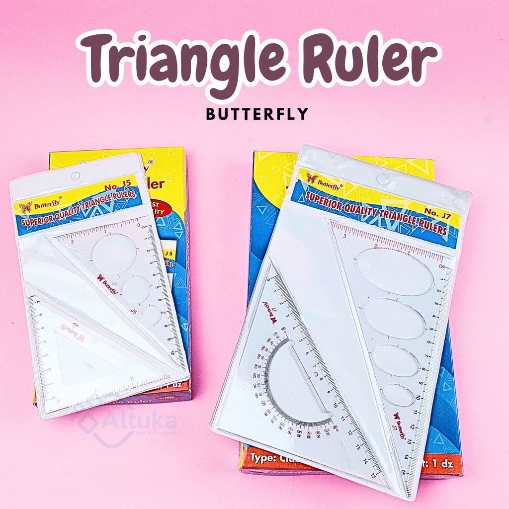 Jual Penggaris Segitiga Butterfly / Set Triangle Ruler Butterfly ...