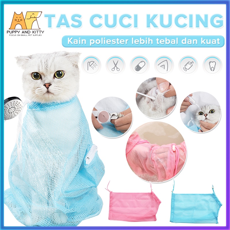 Jual Tas Kantong Jaring Kucing Grooming Kantong Mandi Kucing Pet ...