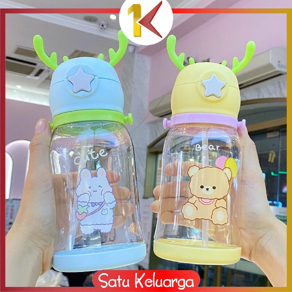 Jual SK-C302 Botol Air Minum Anak Sedotan 610ml Model Tanduk Rusa Lucu / Botol Minum Anak BPA ...