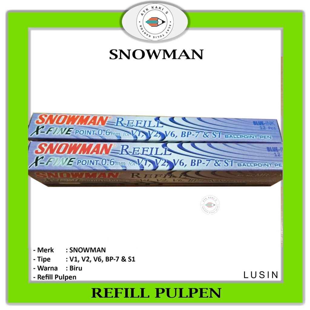 Jual SNOWMAN - Refill Pulpen / Isi Ulang Ballpoint V1,V2,V6,BP-7 & S1 ...