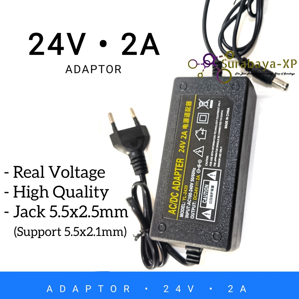 Jual Adaptor 24V 2A REAL VOLTAGE Adaptor 24 Volt 2 Ampere | Shopee Indonesia