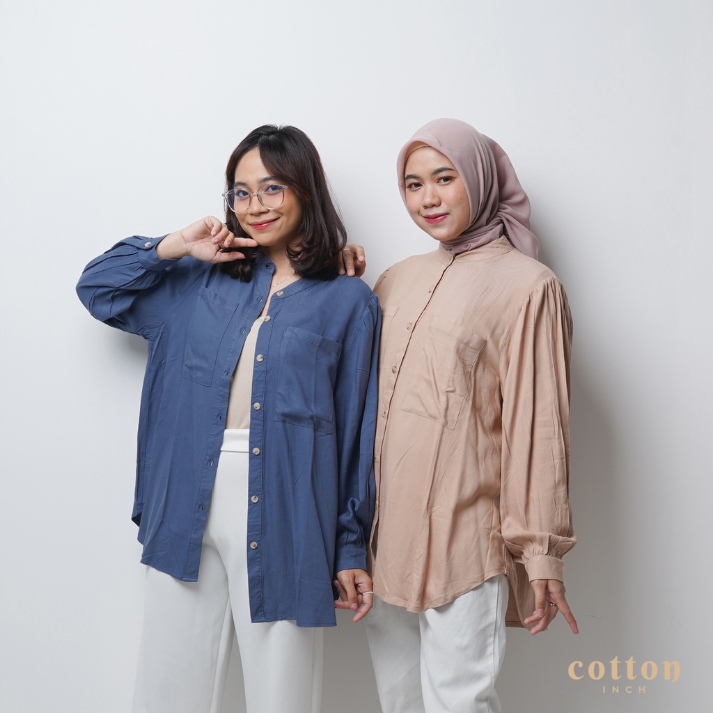 Jual Cotton Inch - Libby Kemeja Bahan Polos | Shopee Indonesia