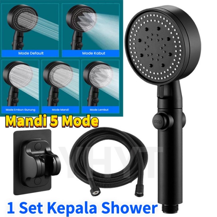 Jual Kepala Shower Mandi Hitam Premium Shower Head Set | Shopee Indonesia