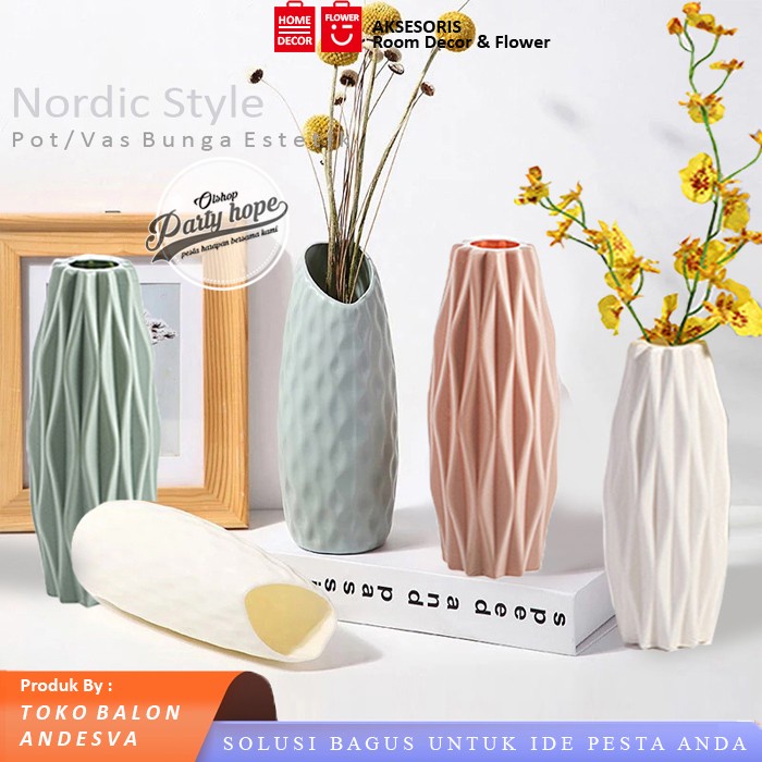Jual Vas Bunga Plastik Minimalis / Vas Bunga Nordik / Pot Bunga Vas ...
