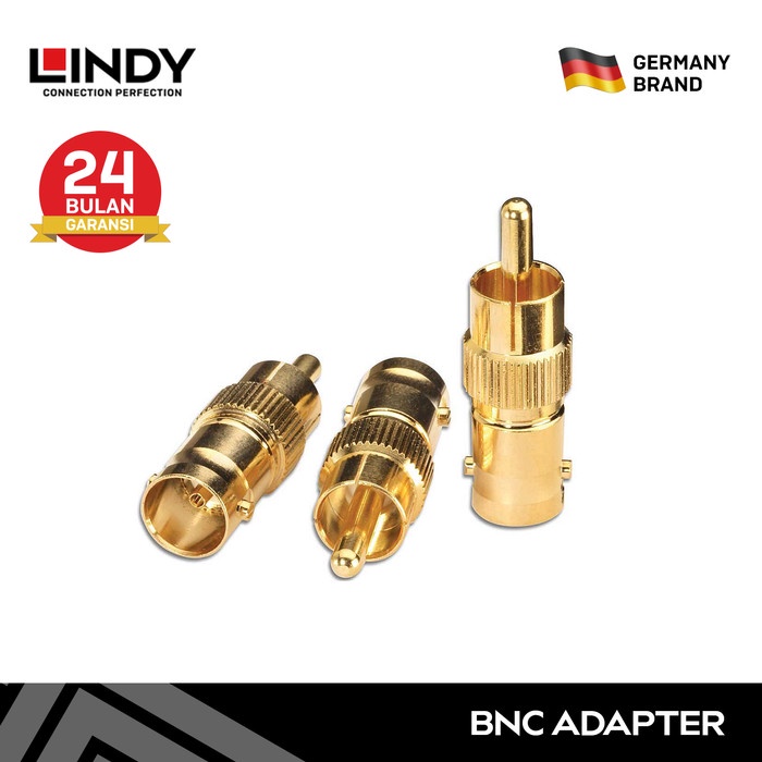 Jual LINDY 3Pcs Konektor Adapter Female BNC to RCA Male Phono Gold | Shopee Indonesia