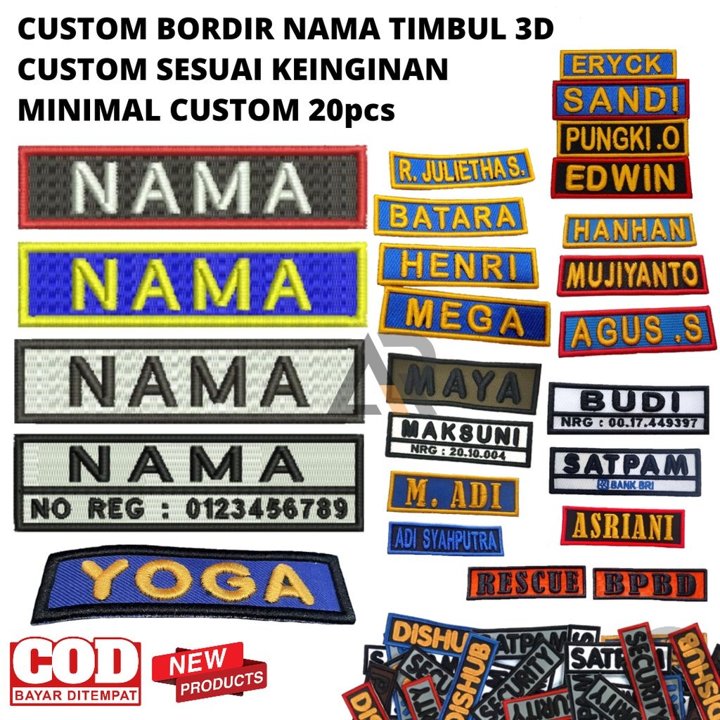 Jual Bordir BIKIN BORDIR TIMBUL NAMA SENDIRI | CUSTOM BORDIR NAMA ...