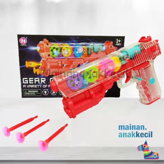 Jual Mainan Toys Anak Kado PISTOL TEMBAKAN GEAR LIGHT GUN TRANSPARAN NYALA LAMPU Ulang Tahun ...