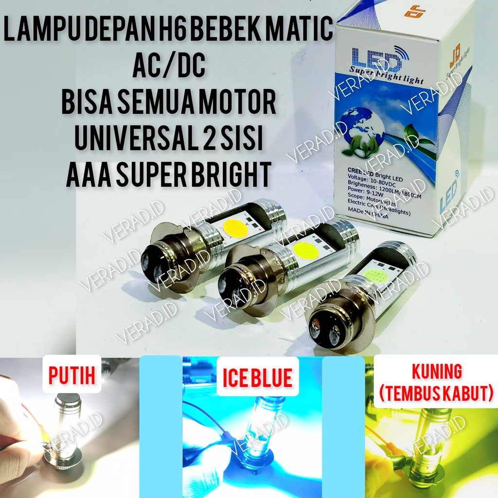 Jual LAMPU LED MOTOR UTAMA DEPAN H6 BEBEK MATIC AC DC 2 SISI SEMUA MOTOR | Shopee Indonesia