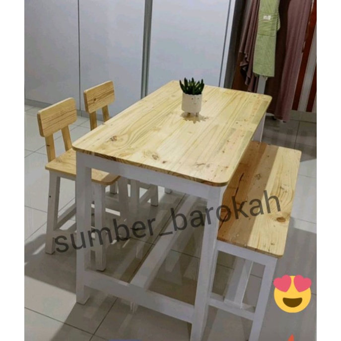 Jual (037). set meja makan meja cafe meja resto kayu jati belanda | Shopee Indonesia