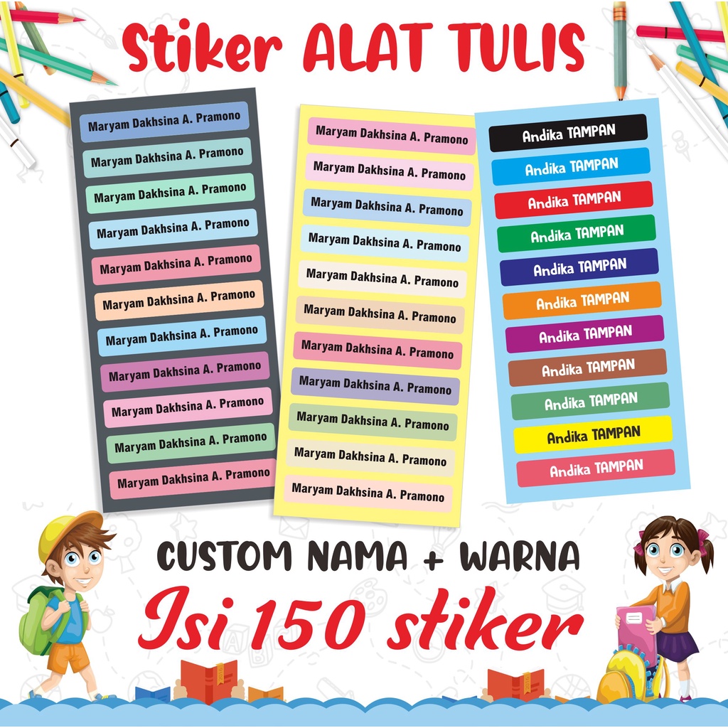 Jual Stiker ALAT Tulis Sekolah/ Kantor CUSTOM | Shopee Indonesia