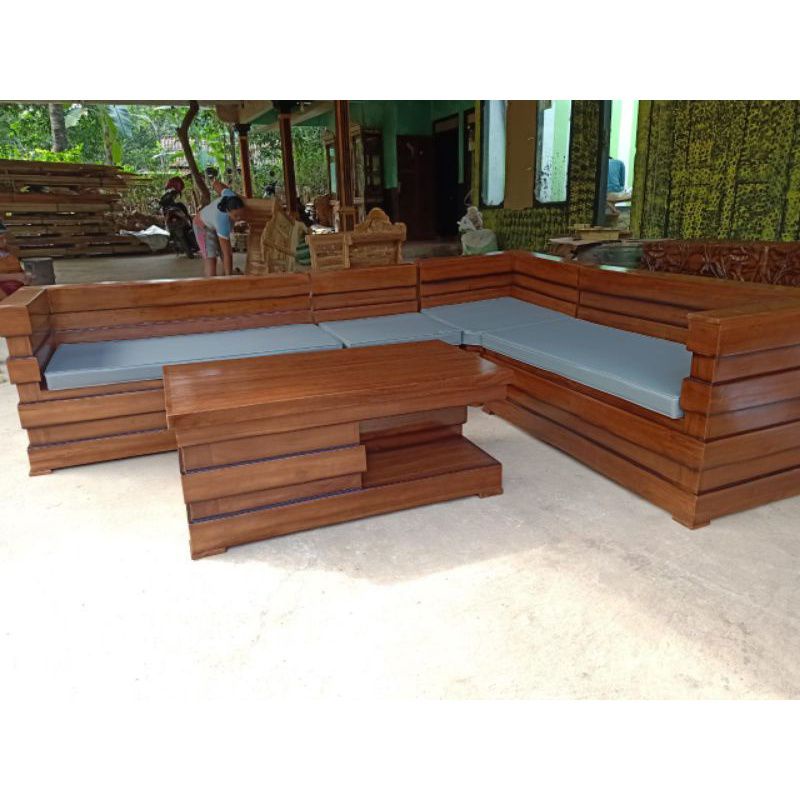 Jual Kursi susut box kayu jati / kursi sudut jati murah | Shopee Indonesia