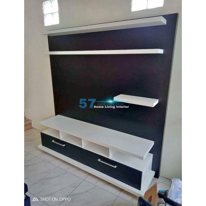 Jual Lemari Backdrop Tv Bahan Multiplek HPL Minimalis Free Desain dan ...