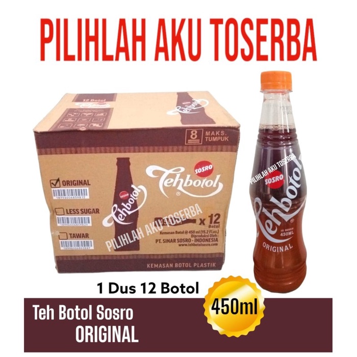 Jual Teh Botol Sosro PET Original 450 ml - ( HARGA 1 DUS ISI 12 ) | Shopee Indonesia