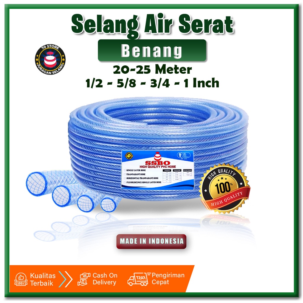 Jual SELANG AIR 1 ROL 20 25 METER SERAT BENANG TRANSPARANT 1/2 5/8 3/4 INCH SELANG TAMAN KEBUN ...