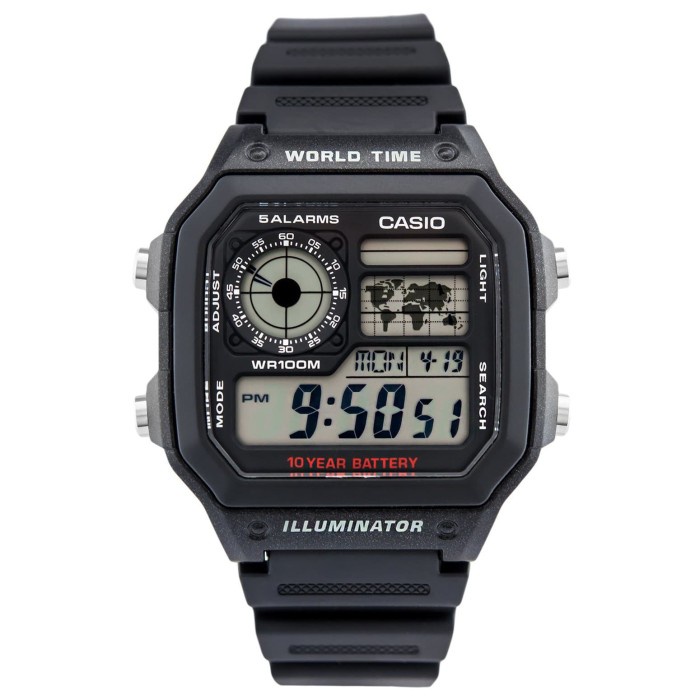 Jual Original 100%!! CASIO AE-1200WH-1AVDF Jam Tangan Pria Hitam Garansi Resmi 1 Tahun | Shopee ...