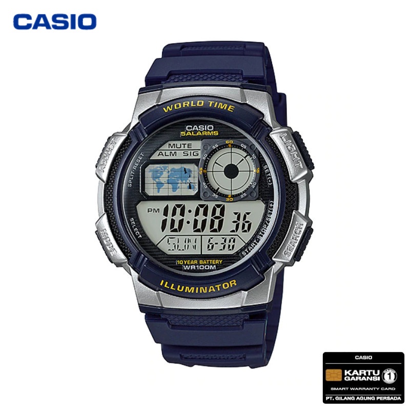Jual Original 100%!! CASIO AE-1000W-2AVDF Jam Tangan Pria Biru Garansi Resmi 1 Tahun | Shopee ...