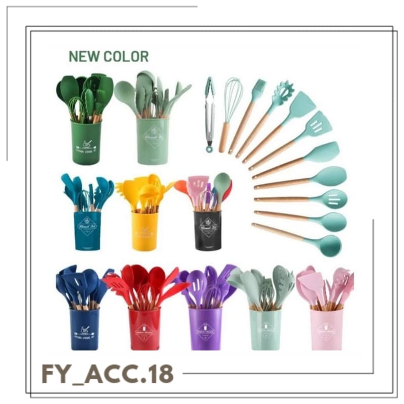 Jual ( FYA ) ALAT MASAK SPATULA SET 12 PCS SILIKON SUTIL SODET SILICONE ...
