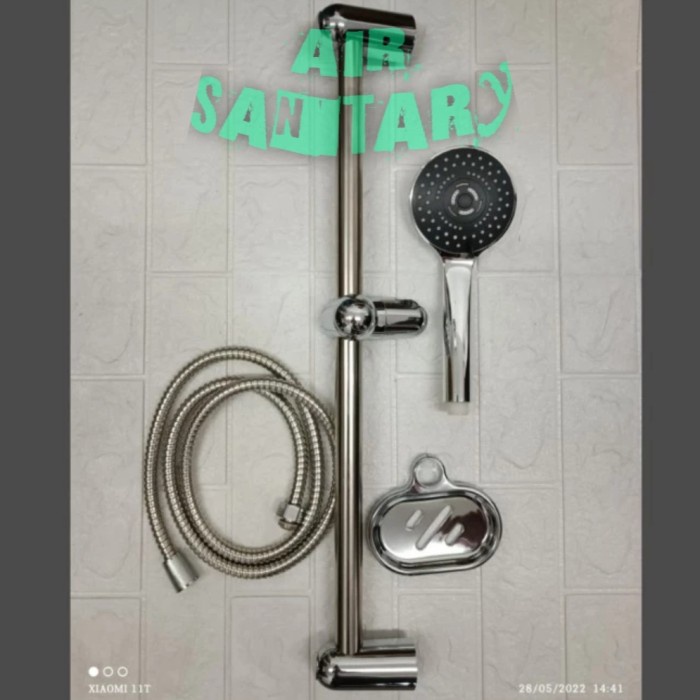 Jual shower tiang set chrome + hand shower set | Shopee Indonesia