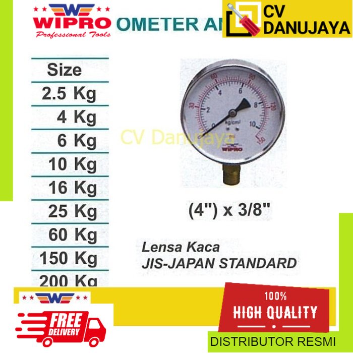 Jual Pressure Gauge Alat Ukur / Manometer Angin Udara 4" x 3/8" Size 2. ...