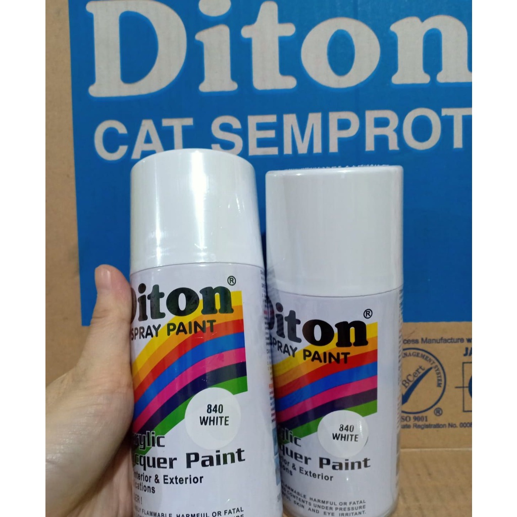 Jual SOLID COLOURS DITON Spray Paint Acrylic Lacquer Paint Pilox Pilok Cat Semprot - 840 WHITE ...