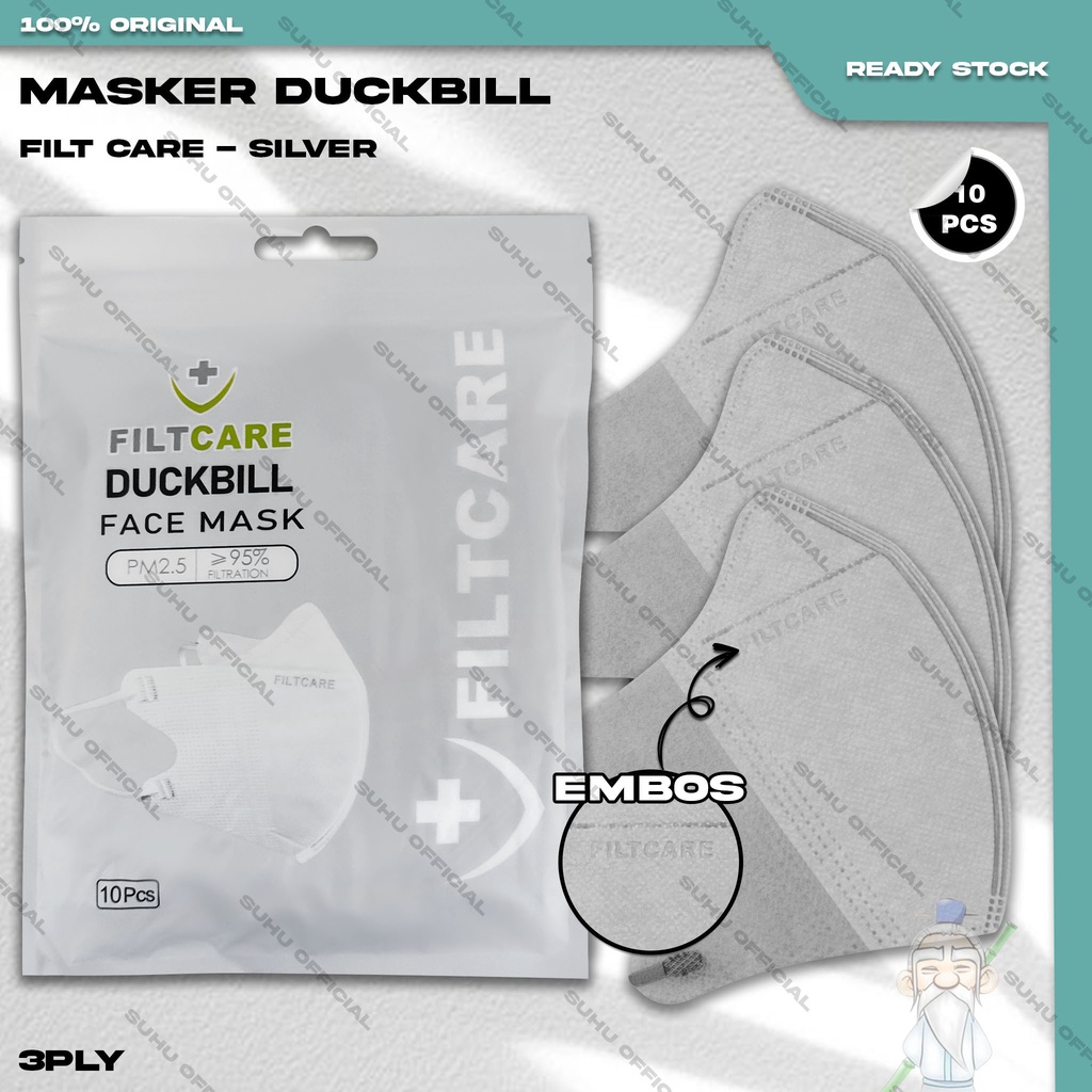 Jual Masker Duckbil FILTCARE 3Ply isi 10PCS Warna Silver Abu Muda ...