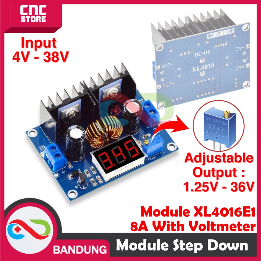 Jual XH-M404 XL4016E1 8A DC-DC STEP-DOWN MODULE WITH VOLTMETER DIGITAL ...