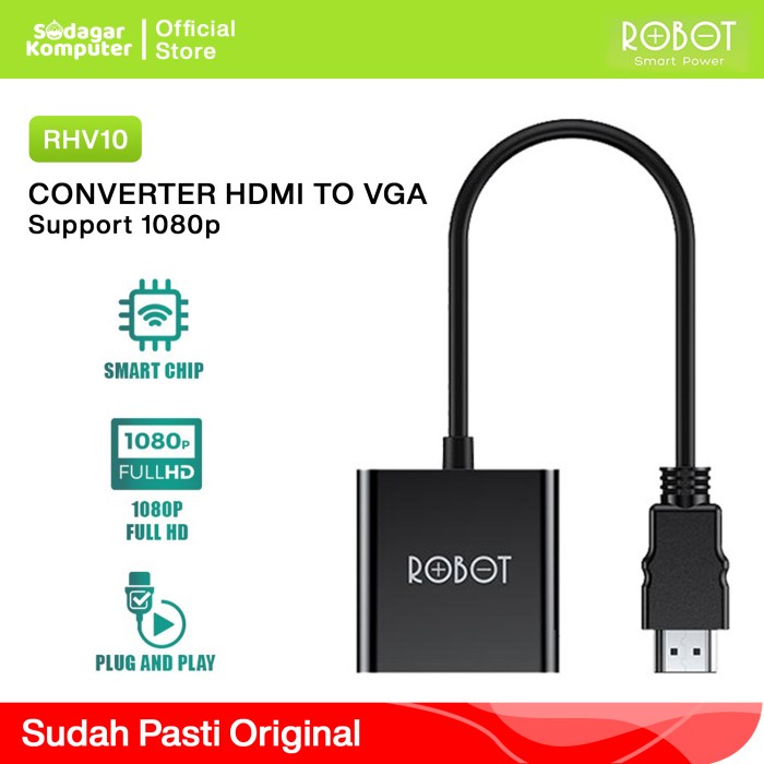 Jual ROBOT RHV10 Converter Adapter HDMI TO VGA 1080P Without Audio ...