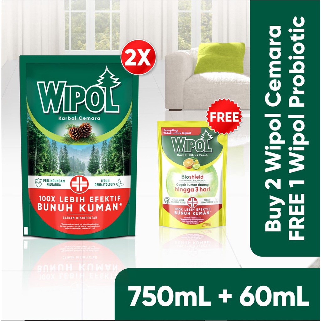 Jual Buy 2 Wipol Karbol Cemara 750ml FREE Wipol Probiotic 60ml | Shopee ...