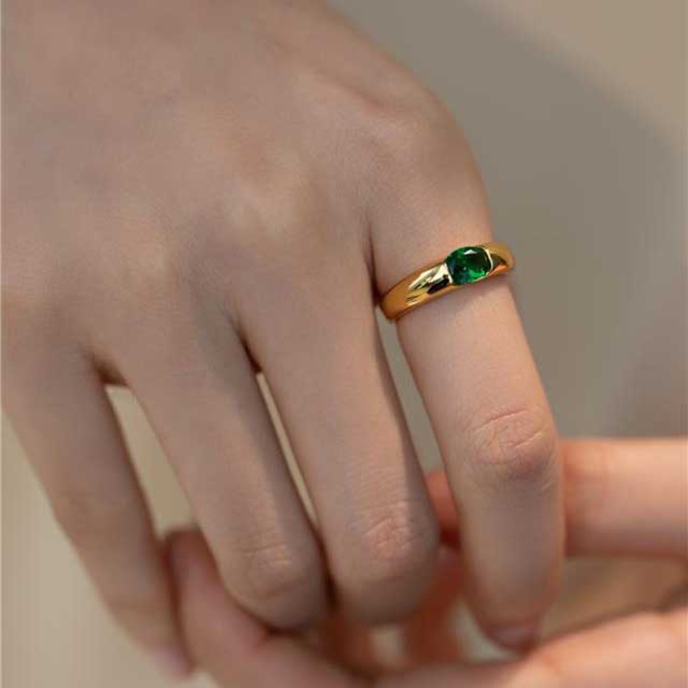 Jual Emas Mewah Wanita Pria Baja Titanium Merah Hijau Zirkon Ruby ...
