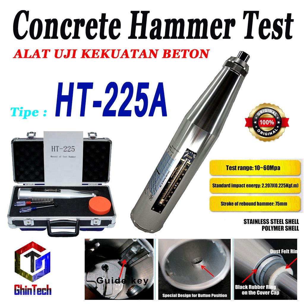 Jual ALAT TES UJI TEKAN BETON HT-225A ZC3-A Concrete Hammer Test HT225A ...