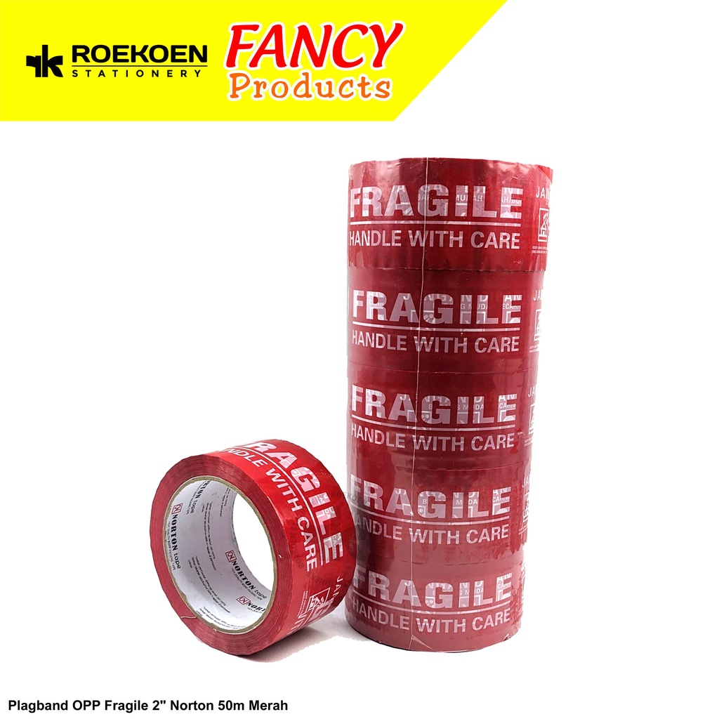 Jual Norton Plagband OPP 2" 50m Fragile Merah | Shopee Indonesia