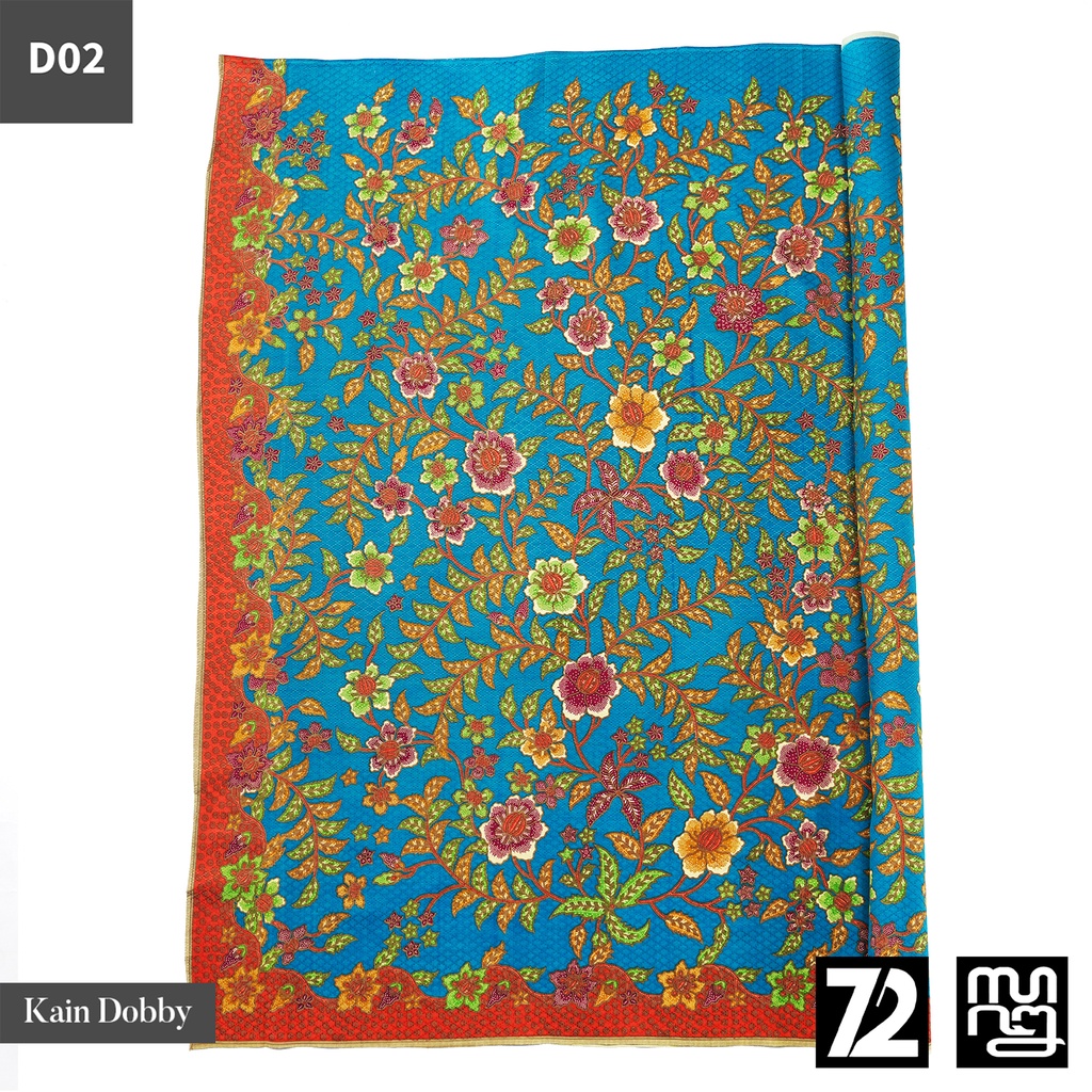 Jual KAIN BATIK PREMIUM Bahan Dobby Motif Kembang Hitam Orange Biru ...