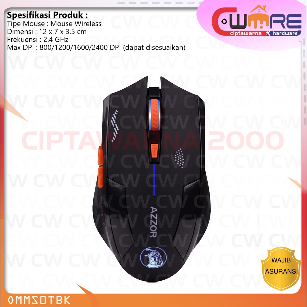 Jual Azzor Mouse Gaming Wireless Rechargeable USB 2400 DPI 2.4G - BDB | Shopee Indonesia
