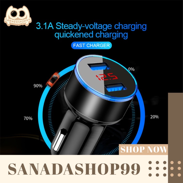 Jual Car Charger Colokan Charger Mobil Motor 2 Ports 3.1A 12V-24V ...