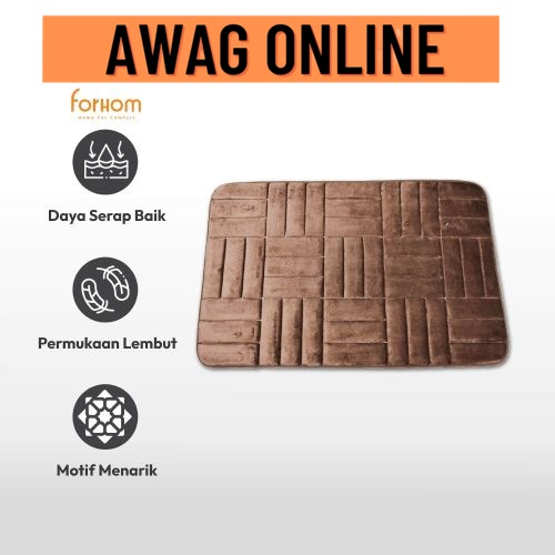 Jual 50X80 Cm Keset Kamar Mandi Brick - Cokelat Bathmat Kain Lap Kaki ...