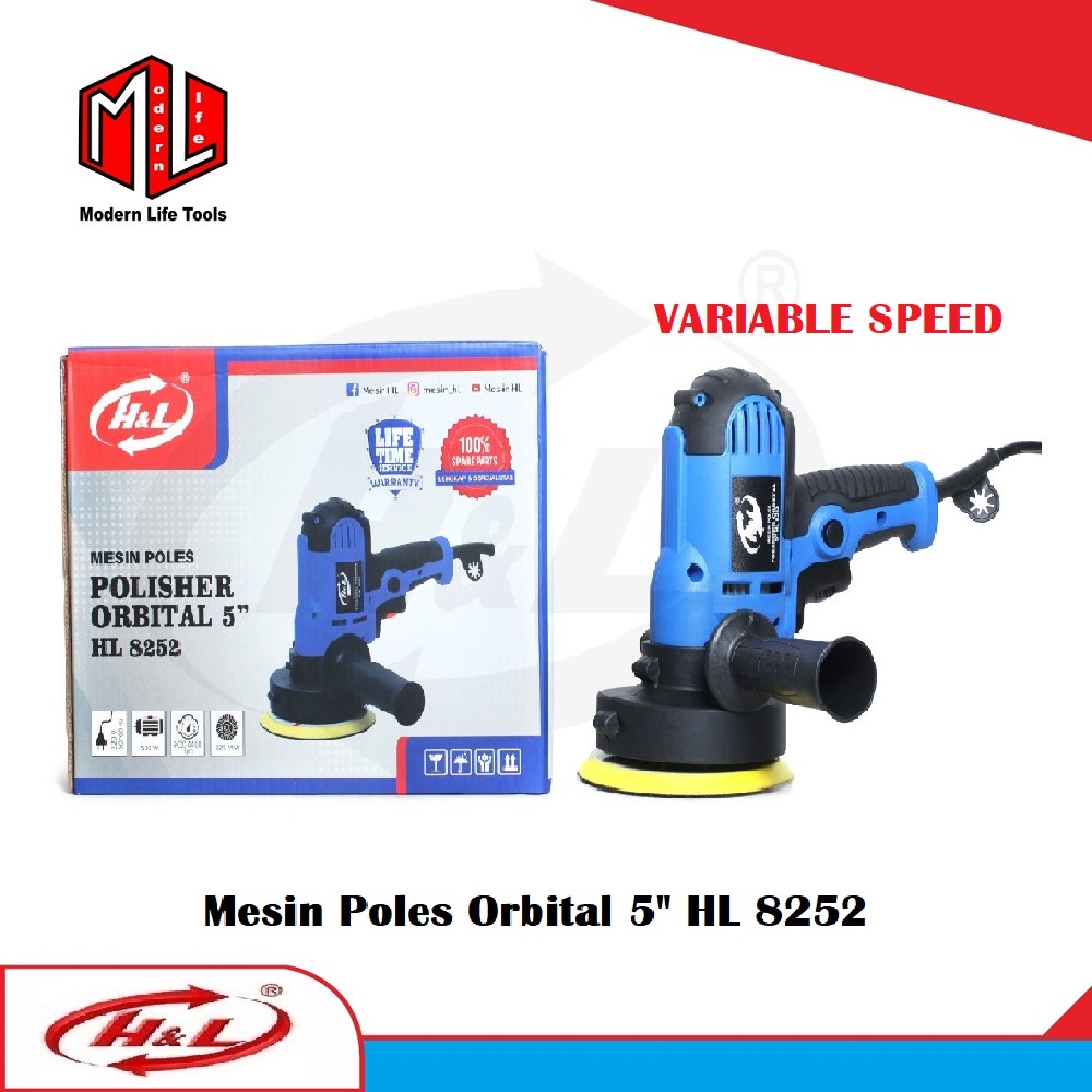 Jual Mesin Poles Mobil Motor 5 Inch H&L Polisher Orbital HL 8252 Variable Speed | Shopee Indonesia