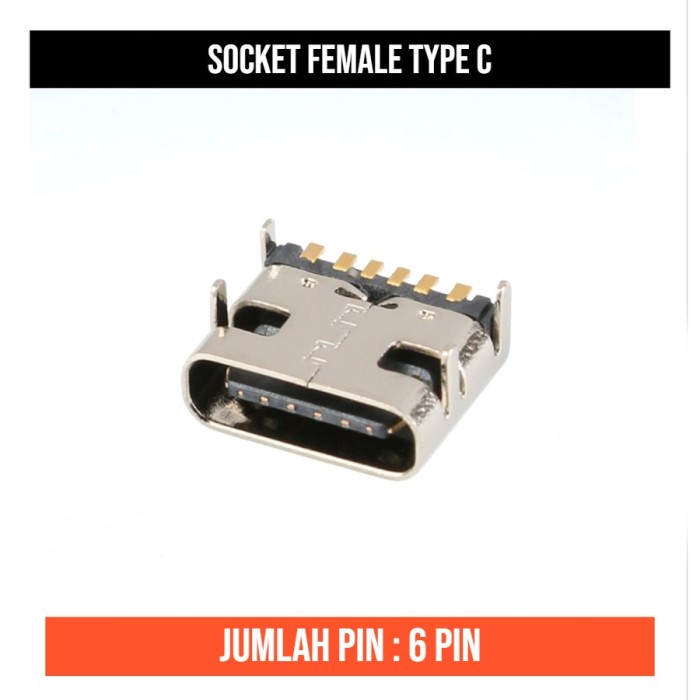 Jual Socket Type C 6P 6 Pin Soket Konektor USB Kosong Tipe Female ...