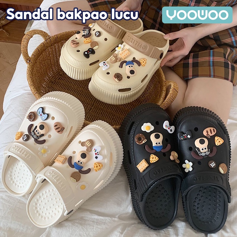 Jual YooWoo Sandal Bapao / Sandal Jibbitz / Sandal Slop Wanita / Sandal ...