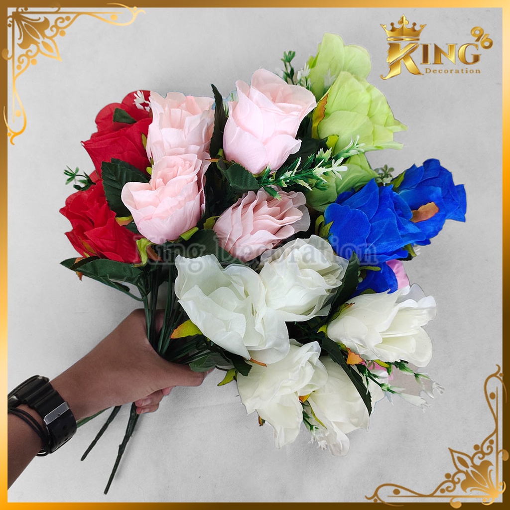 Jual Bunga Rose Kuncup Cabang 5 Bunga Mawar Kuncup Artificial- Dekorasi ...