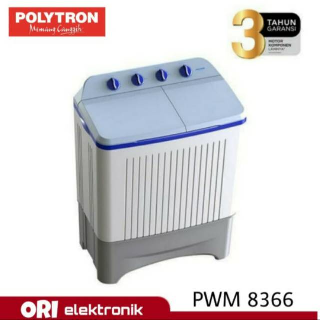 Jual Mesin Cuci Polytron PWM 8366 / PWM8366 Mesin Cuci 2 Tabung 8Kg ...