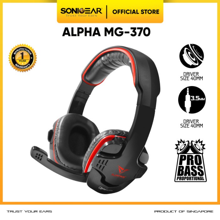 Jual Headset Gaming Alpha MG-370 Microphone Headphone Single Jack 3.5mm ...